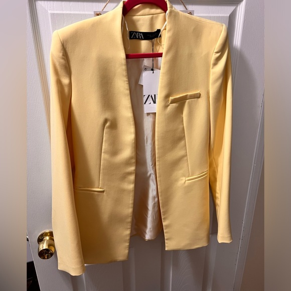 Zara | Jackets & Coats | Zara Medium Blazer In Yellow | Poshmark